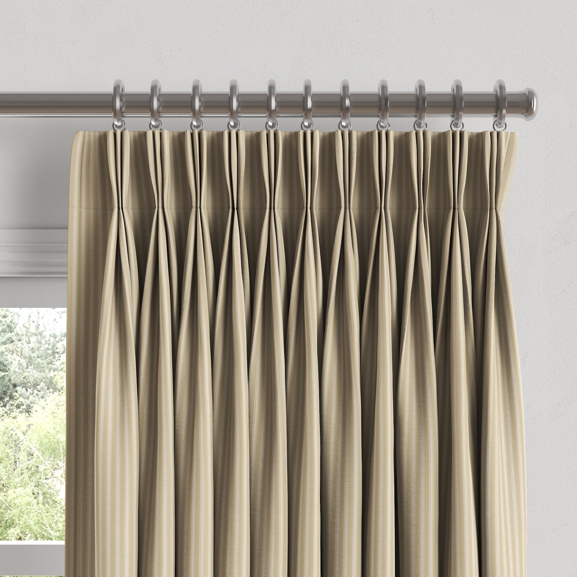 Pinch Pleat Drapery in Little White Line - Sand – Loom Decor