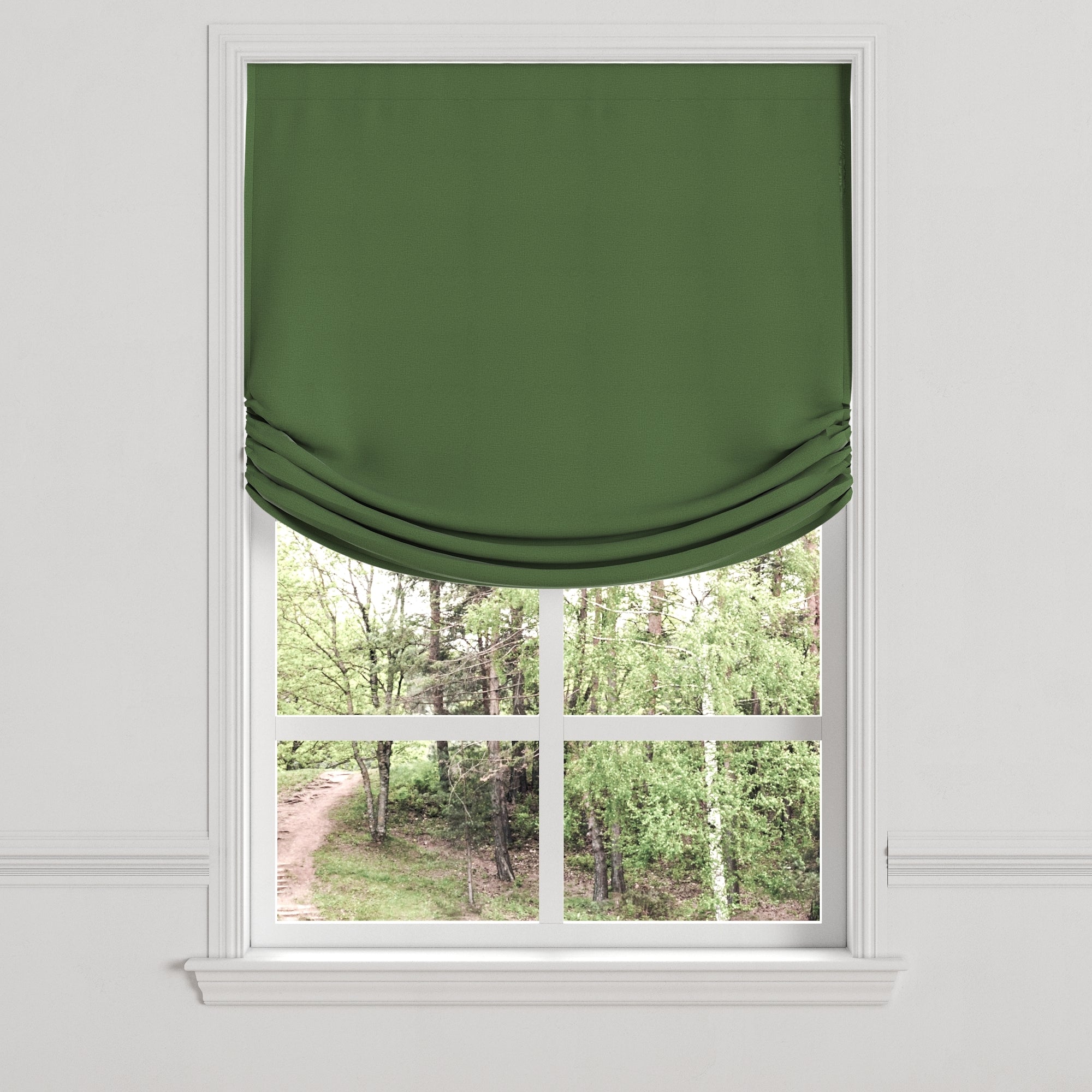 Relaxed Roman Shade in Lush Linen - Forest – Loom Decor