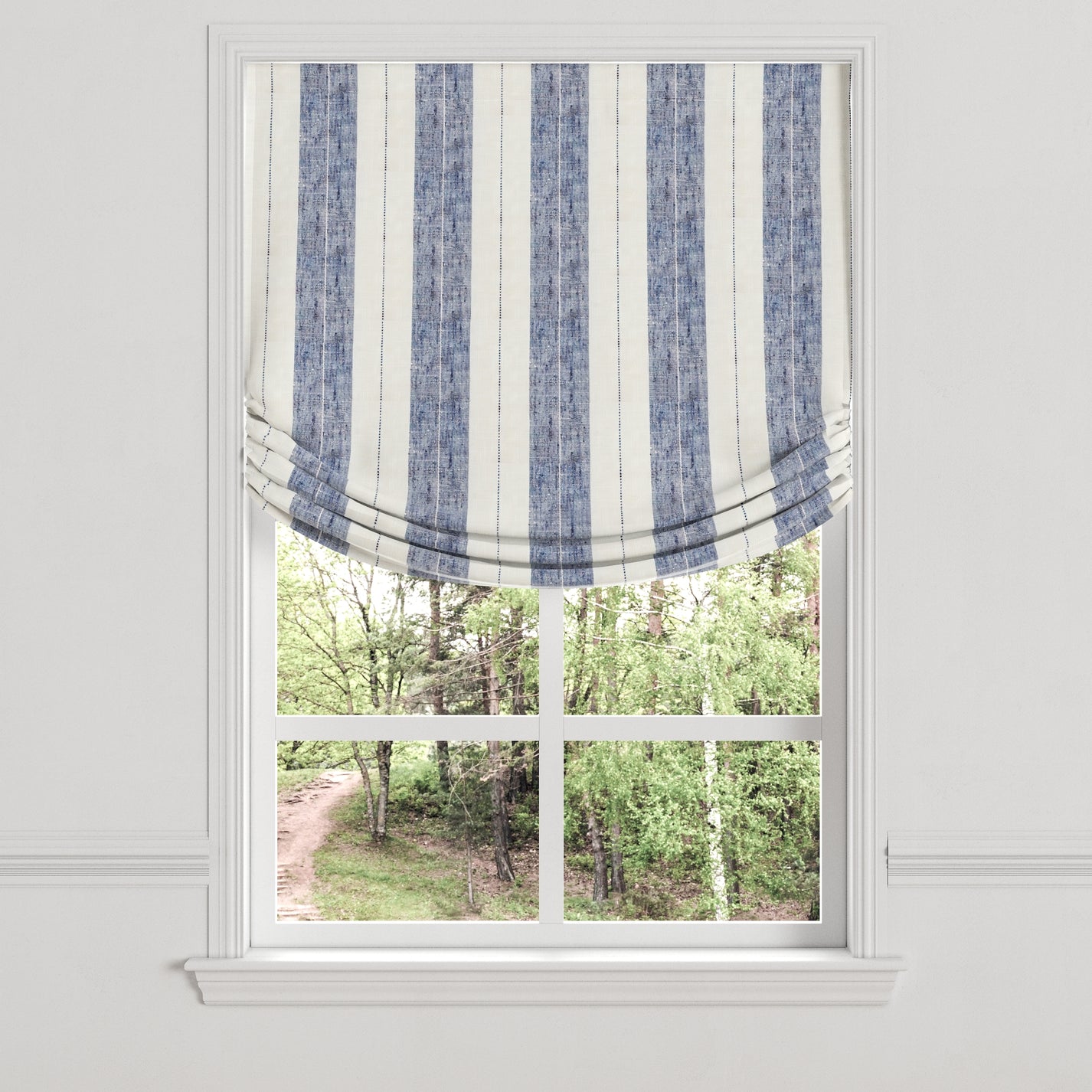 Relaxed Roman Shade in French Laundry Stripe - Navy – Loom Decor