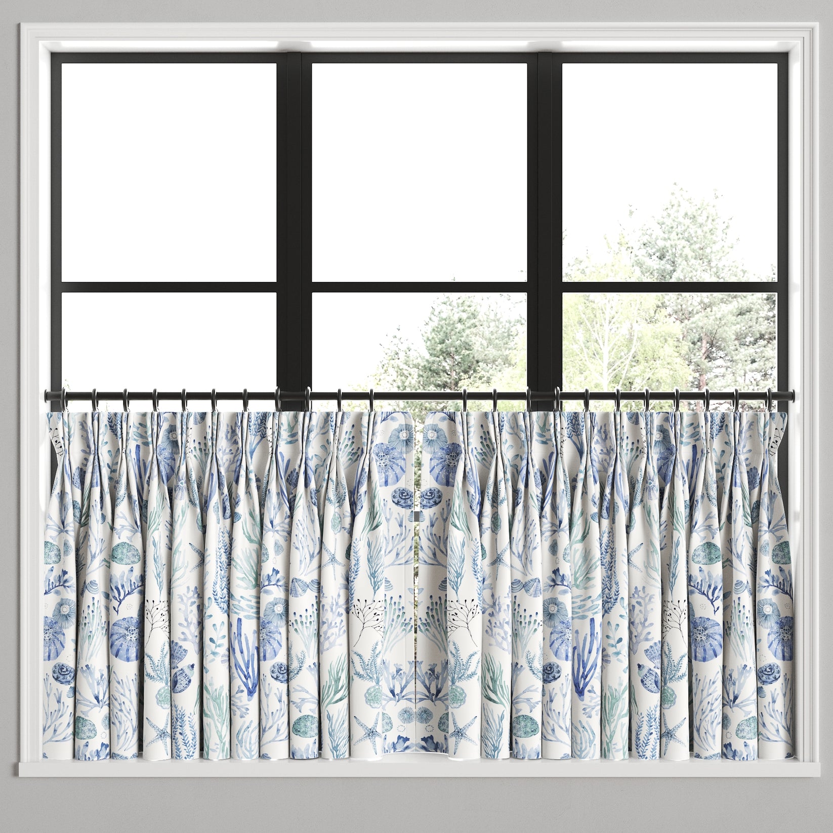 Pinch Pleat Cafe Curtains in Montauk - Ocean – Loom Decor