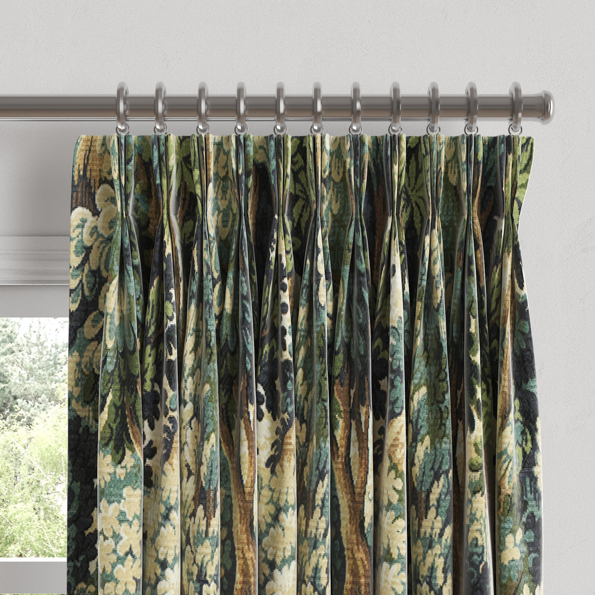 Pinch Pleat Drapery in Enchanted Forest - Peridot – Loom Decor