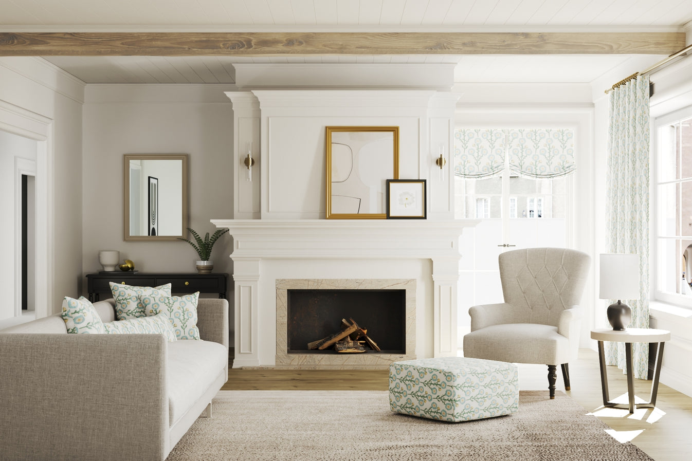 Throw Pillow in Cottage Flowers - Cool Blue – Loom Decor